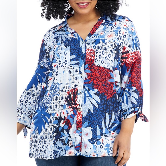 Ruby Rd. | Tops | Ruby Rd Bandana Blues Button Down Blouse | Poshmark